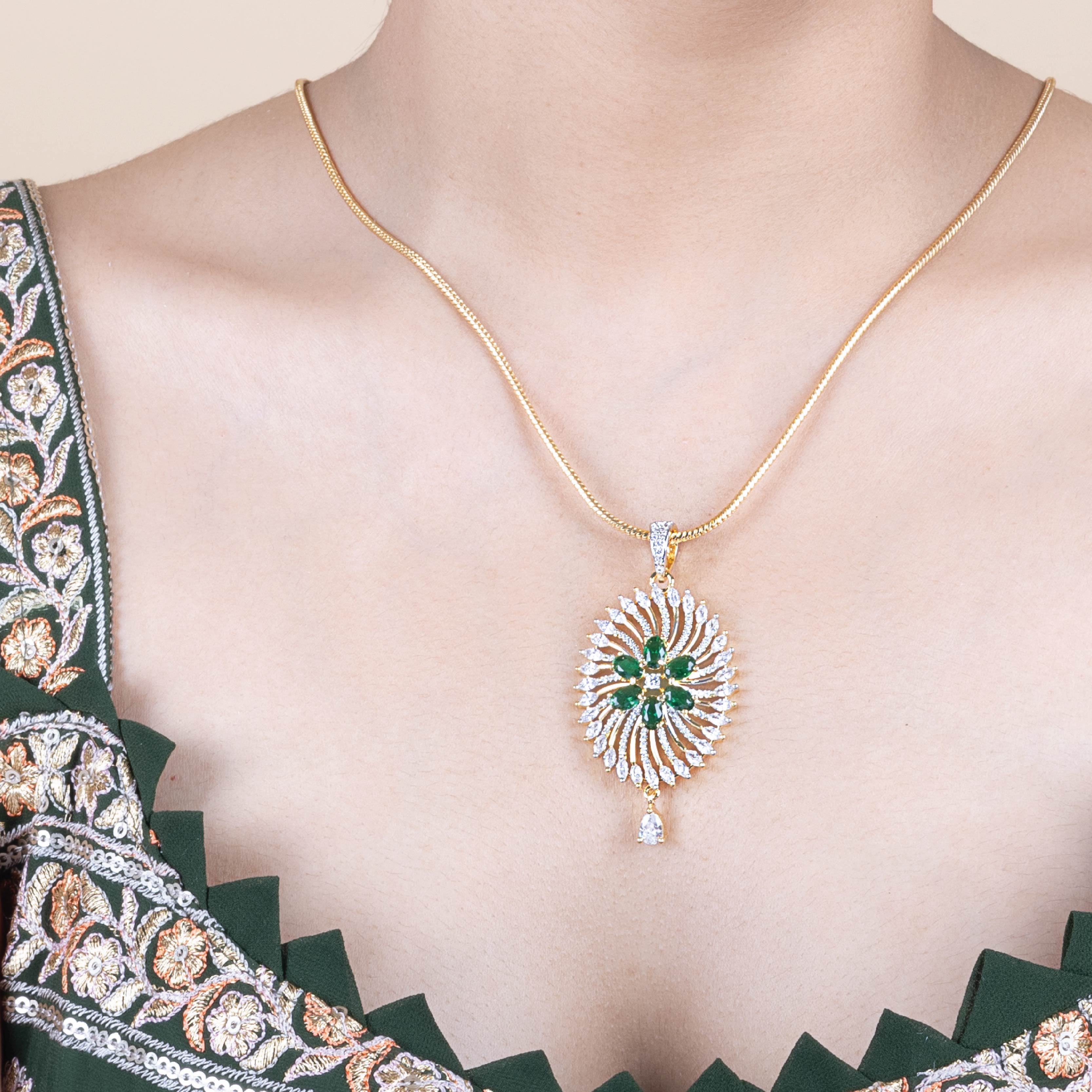 Stellar Gem Swirl American Diamond Necklace Set – riwayat